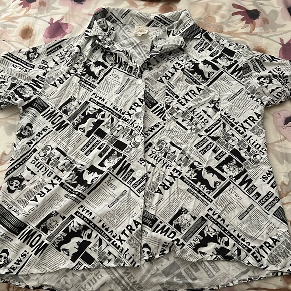Self Esteem | Tops | Self Esteem Newspaper Button Down Shirt | Poshmark
